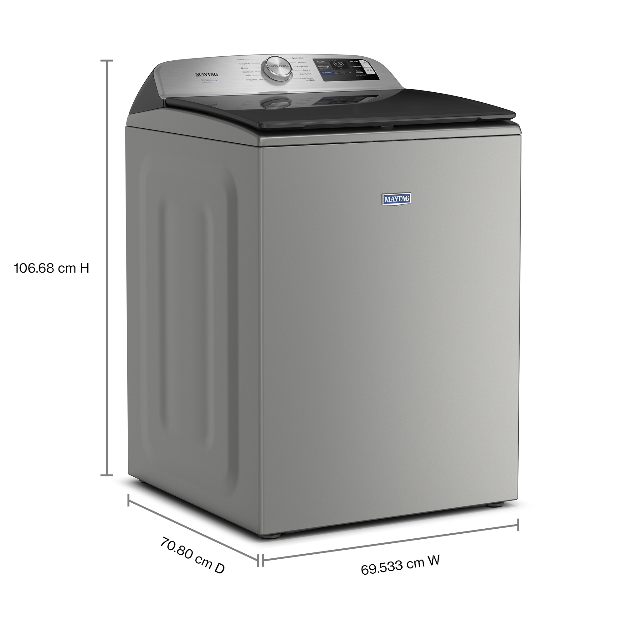 5.2 cu. ft. Smart Pet Pro Top Load Washer Classic SIlver MTW7405RR | Maytag