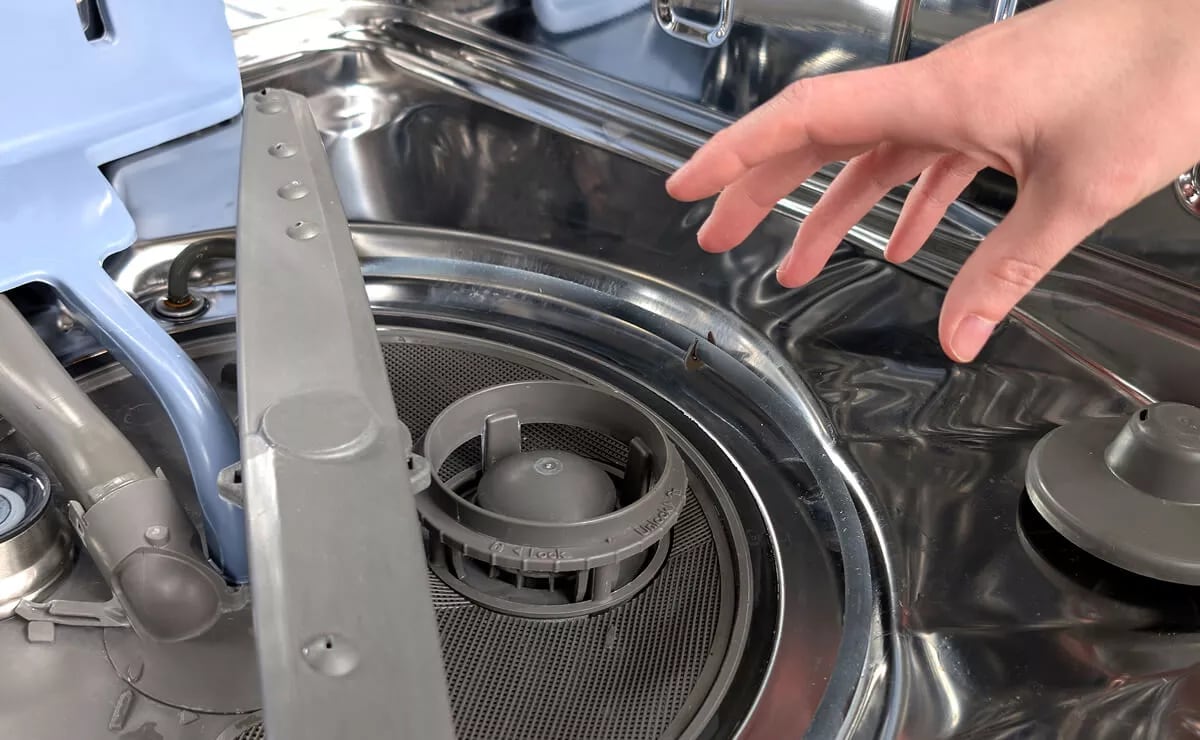 empty dishwasher filter